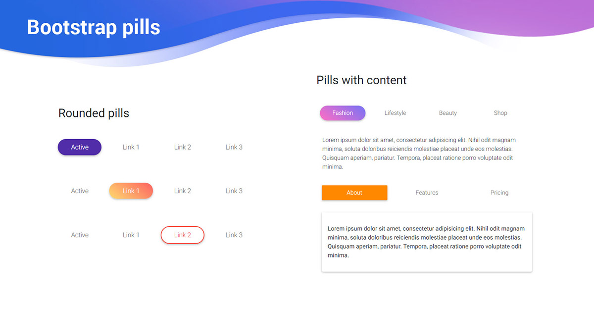 React Pills Bootstrap 4 Material Design Examples Tutorial
